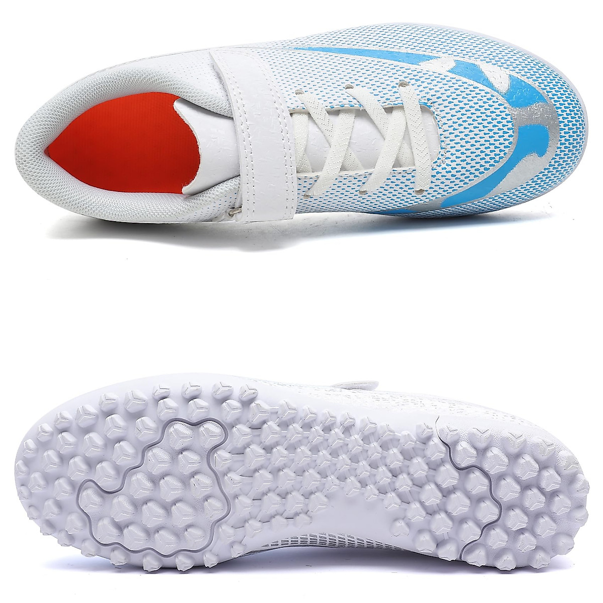 Unitysow Kids Turf Soccer Shoe Boys Girls Soccer Cleats Athletic Outdoor/Indoor Football Shoes,White,1 Little Kid