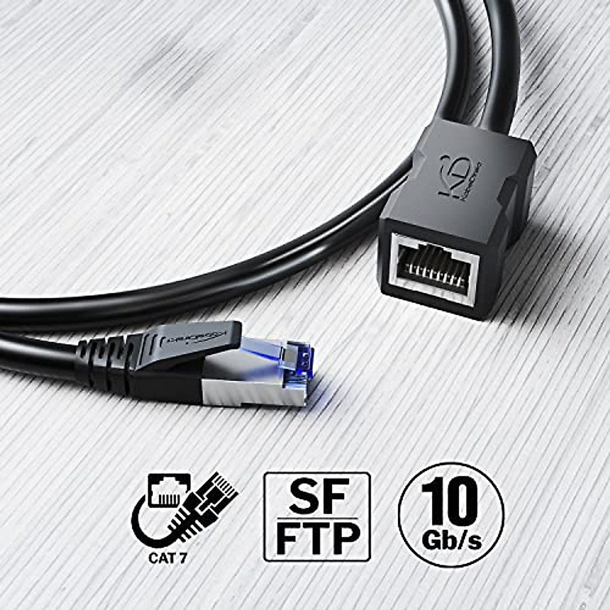 Cat7 Ethernet Extension Cable – 6ft, Break-Proof Design (Male to Female LAN & Ethernet Extension, Internet Cable Extender, Full Data Transfer Speed – 10Gbit/s, SF/FTP Shielding) – by CableDirect