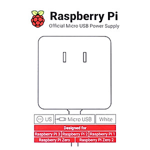 Official Raspberry Pi Power Supply Adapter with 3PCS IoTCrazy Heatsink, for Raspberry Pi Micro-USB Boards, Support 3 B+/Pi 3 /Pi Zero W/Pi Zero/Pi 1 /Pi 2 /Pico, 5.1V 2.5A, US Plug, White (Official)