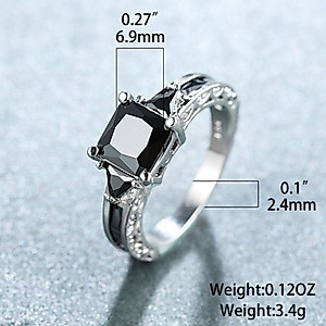 925 Sterling Silver Black Onyx and White Created Sapphire Women's Engagement Ring Black Gemstone Ring for Women Men