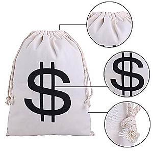 URATOT Halloween Robber Costume Set, Include Striped Long Sleeve T-Shirt Knit Cap Gloves Canvas Bags and Eye Mask