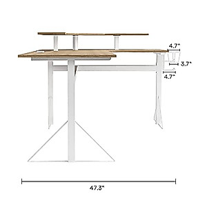 Jamesdar Computer Gaming L-Desk with Power, 35.8" H x 51.18" W x 37.8" L, White/Natural