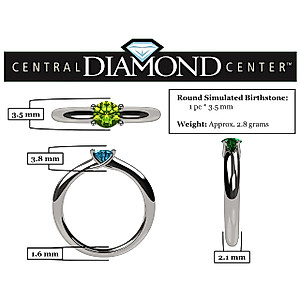 Central Diamond Center 925 Sterling Silver Lucita Solitaire Birthstone Ring w/Simulated Birthstone - March - Size 8