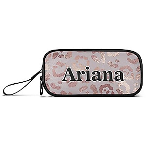 J JOYSAY Custom Rose Gold Leopard Pencil Case Large Big Capacity Personalized Pencil Bag for Girls Boys Customized Pencil Pouch Cosmetic Bag for School Office Supplies