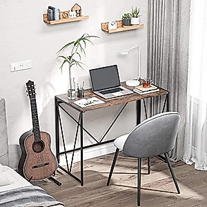 NOBLEWELL HOME NWCD3D Folding Computer Desk, Rustic Brown