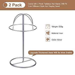 uxcell Metal Hat Display Stand 2 Pack Tabletop Hat and Wig Rack Holder Freestanding for Baseball Cap, Fedora Hat, Cowboy Hat - Silver, 12 Inch