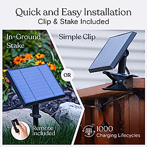 Brightech Ambience Pro – Solar Power Remote Control Outdoor String Lights with Edison Bulbs – Shatterproof, Commercial Grade LED Waterproof Patio Lights – 1W, 3,000K, Hanging, 27 ft