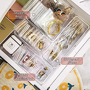 100PCS Jewelry PVC Storage Bags Self Seal Small Pouches Zipper Bag Clear Rings Earrings Packing Jewelry Transparent Lock Bags for Holding Jewelries Rings Earrings
