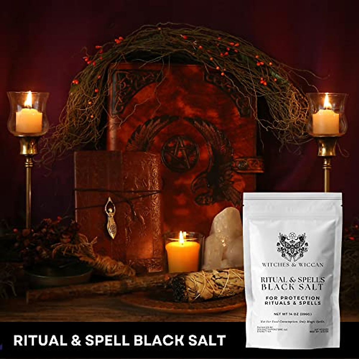 Black Salt for Protection Rituals, Wiccan Supplies, Sal Negra para Rituales de Brujeria - 1.75 lb Pack (14 oz Bag x 2) - Witches & Wiccan Witchcraft Supplies
