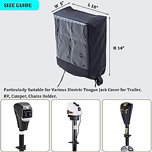 Softclub Electric Jack Cover, Waterproof PVC, Electric Tongue Jack Cover for Travel Trailer, Camper, Chain Holder, Plug Protector, Jack Protective Head Cover Universal Size (10’’L x 5’’W x 14’’H)