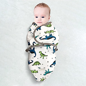 2 Pack Newborn Swaddle Blanket Adjustable Wrap Receiving Blanket Baby 100% Cotton Sleep Bag for Baby Boy and Girl(Dinosaur + Deer, L)
