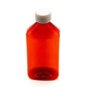 Pharmacy Oval Bottle Amber 8 oz with CR Caps Included (QTY. 50) - Prescription Pharmacy Bottle, Pharmacy Container, Prescription Plastic Container by Sponix