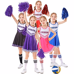 Hotfiary Cheerleader Costume for Girls Toddler Halloween Cheerleading Outfit for Dress Up Party Birthday Gift 3-12 Year
