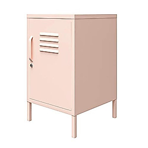 REALROOMS Shadwick 1 Door Metal Locker Style Livingroom End Table, Pink