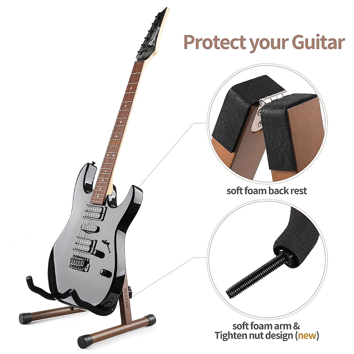 Wooden Guitar Stand, Acoustic Guitar Stand, Electric Guitar Stand, Guitar Stand Floor for Ukulele/Cello/Mandolin/Banjo Stand with Guitar Picks Holder