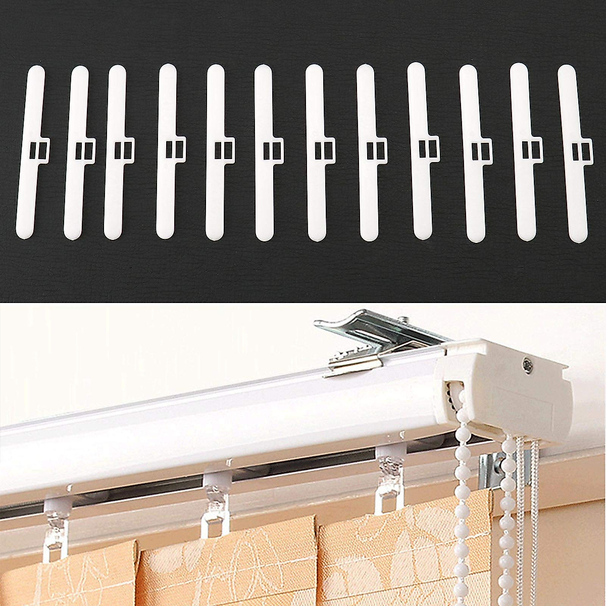 SING F LTD 31Pcs Vertical Blind Bottom Weights Accessories Repair Kit 89mm Vertical Blind Top Hangers 10M Chain and Connector Plastic DIY Replacement