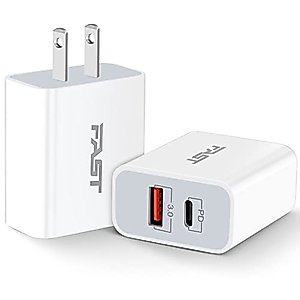 Power-7 Fast USB C Charger, 2-Pack 20W PD + Quick Charger Dual Port Type C Wall Charger Block Plug Compatible with iPhone 14/14 Plus/14 Pro/14 Pro Max/13/13 Pro Max/12/11/XS/XR/X/8, iPad, AirPods