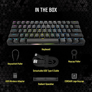 Corsair K70 PRO MINI WIRELESS 60% (CH-9189014-NA) Mechanical CHERRY MX Speed Switch Keyboard with RGB Backlighting - Black (Renewed)