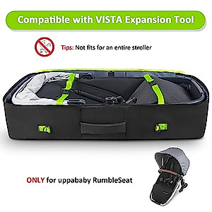 YOREPEK Padded Travel Bag Compatible with UPPAbaby RumbleSeat, Stroller Second Seat Bag for Airplane with 2 Inner Pockets, Large Storage Bag Organizer for Baby Travel Essentials, Black/Green