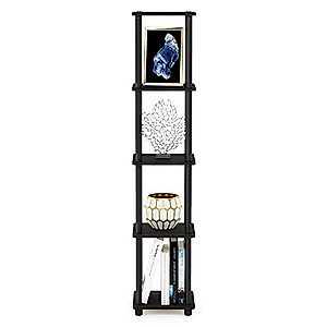 FURINNO Turn-N-Tube 5-Tier Corner Square Rack Display Shelf, Round, Espresso/Black