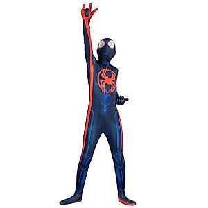 Marvel Kid's Classic Spider-Man Miles Morales Zentai Suit, Spiderman Costume for Halloween Small Blue