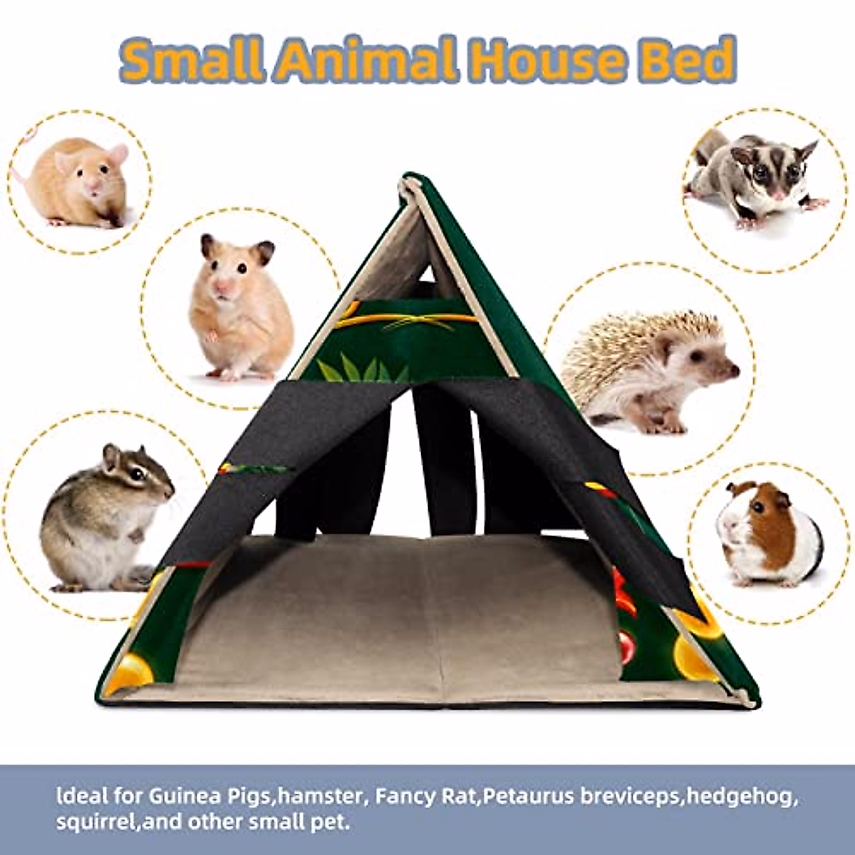 enheng Small Pet Hideout Christmas Balls Present Bow with Green Background Hamster House Guinea Pig Playhouse for Dwarf Rabbits Hedgehogs Chinchillas