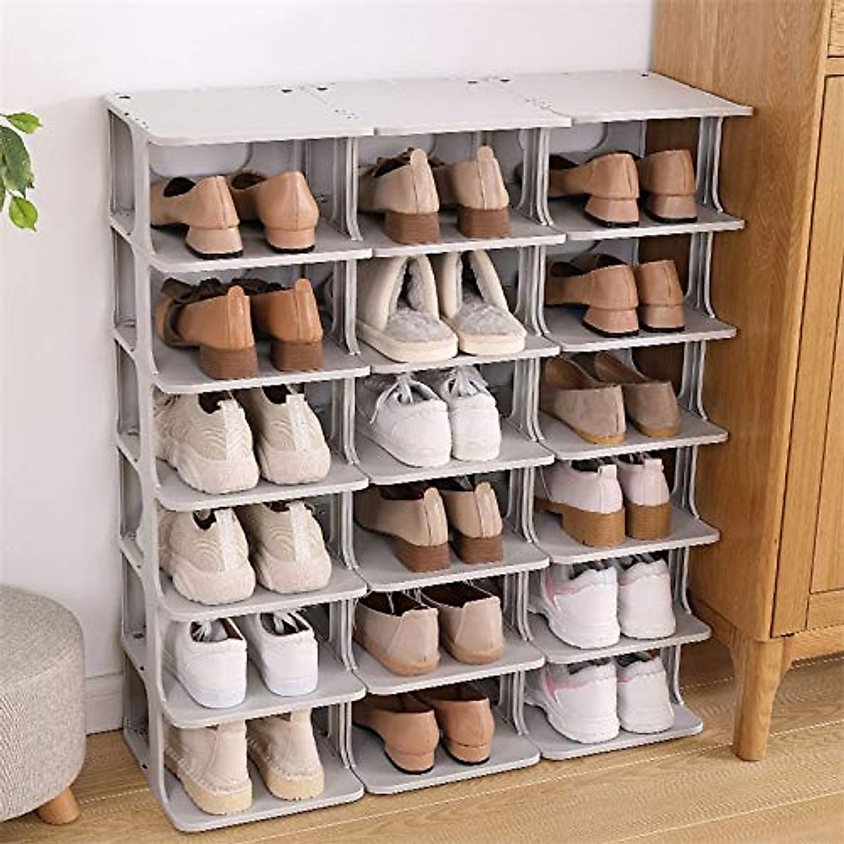 TAZSJG Stackable Shoe Storage Box Space Savers Organizer Household Cloth Standing Shoes Rack Shelf Sneakers Organizers