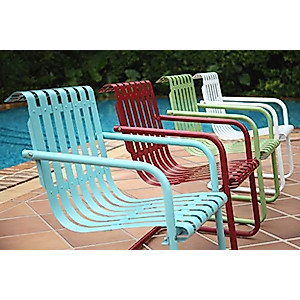 Crosley Furniture Gracie Retro Metal Outdoor Spring Chair - Caribbean Blue (Set of 2)