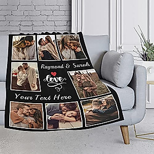 Sycamo Custom Blanket with Photos, Gifts for Girlfriend Gifts for Boyfriend, for Couples Family, Personalized Throw Blanket for Christmas Birthday Valentine's Day Anniversary