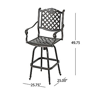 Christopher Knight Home Arlana Outdoor Cast Aluminum Bar Set, 3-Pcs Set, Shiny Copper Finish