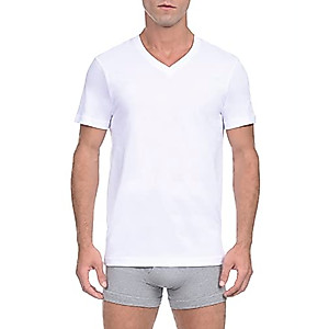 2(X)IST mens Essential Cotton V-neck T-shirt 3-pack Base Layer Top, White Natural, Large US