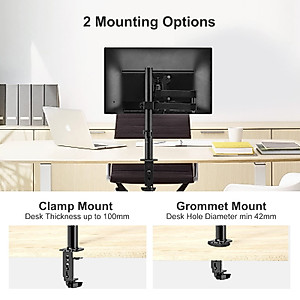 Bracwiser Monitor Mount Single Fully Adjustable Arm Fits One Screen 13-32 inch 22lbs for Monitor Computer Screen 13 15 17 19 20 22 23 24 26 27 30 32 inch VESA 75 100 (MD7421)