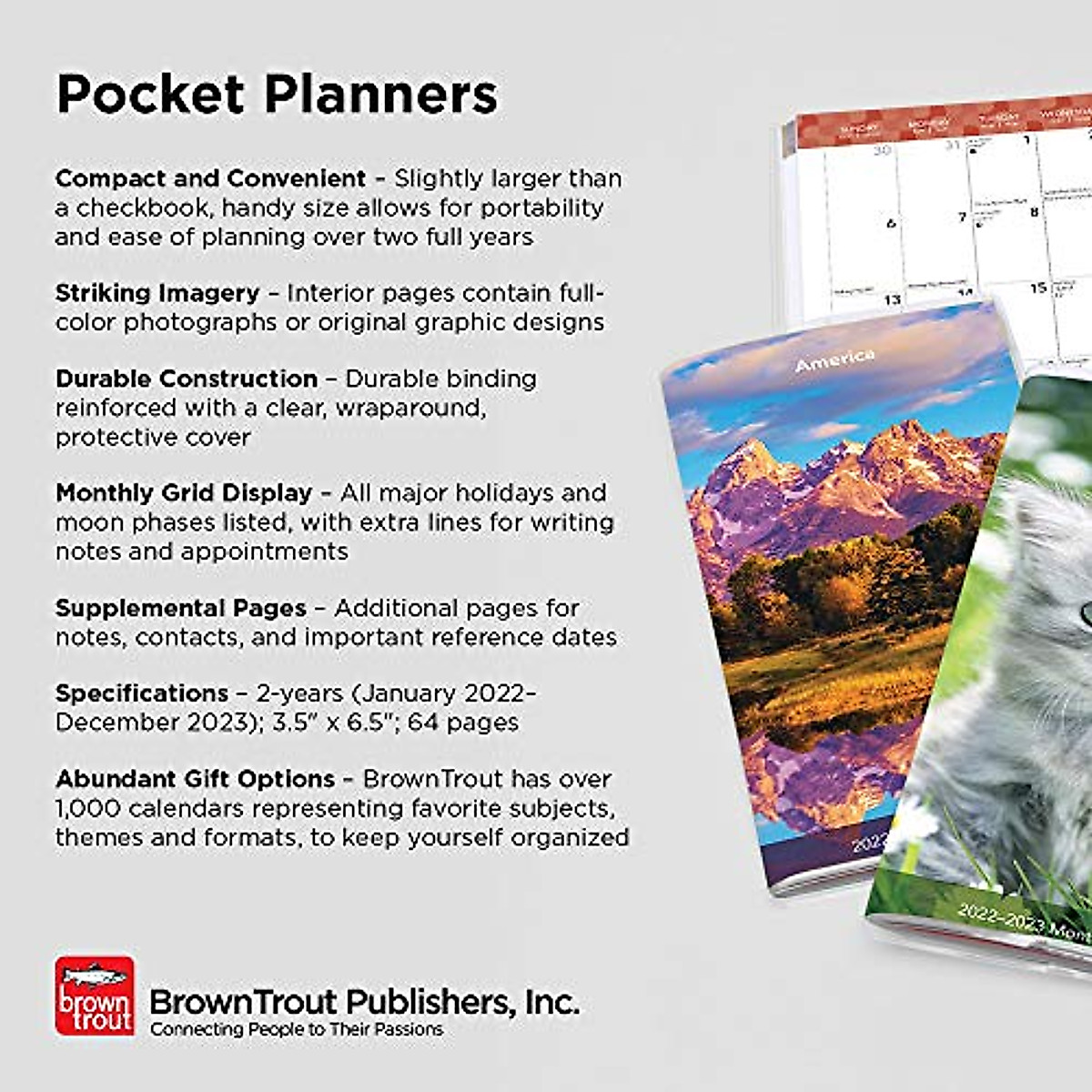 Horse Lovers 2022 3.5 x 6.5 Inch Two Year Monthly Pocket Planner, Animals Equestrian