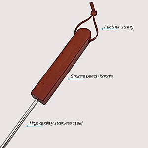 PEPKICN 18 Inches Food Flipper - Stainless Steel BBQ Meat Turner Hook with Wooden Handle (1 Pack Right-Handed)