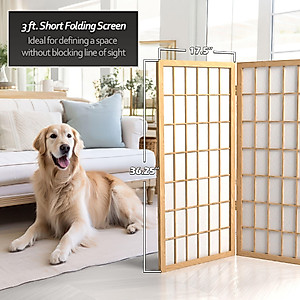 3 ft. Short Window Pane Shoji Screen - Natural - 4 Panels