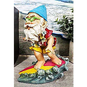 Ebros Free Spirited Hippie Hawaii Themed Vacation Fairy Garden Gnome Holding Aloha Banner Figurine DIY Mr Gnomes Collection Statue Home Decor