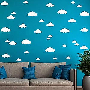 31 pcs Mix Size 4-10 inch White Clouds Wall Decal Sticker for Kids Bedroom Decor -DIY Home Decor Vinyl Clouds Mural Baby Nursery Room Wallpaper Art Wall Decoration Poster YYU-14 (White)