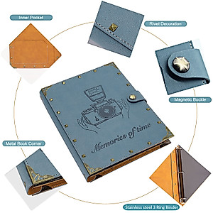 ZEEYUAN Leather Scrapbook Album 60 Pages Love Memory Photo Album 8.5x11 inch, Travelling Journal Scrap Book Family Scrapbook Scrapbooking Supplies Kits Gift for Couples Anniversary Wedding