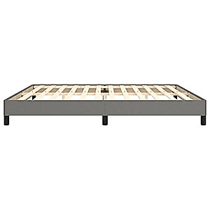 vidaXL Bed Frame Home Indoor Bedroom Bed Accessory Wooden Fabric Upholstered Double Bed Base Furniture Dark Gray 76"x79.9" King Fabric