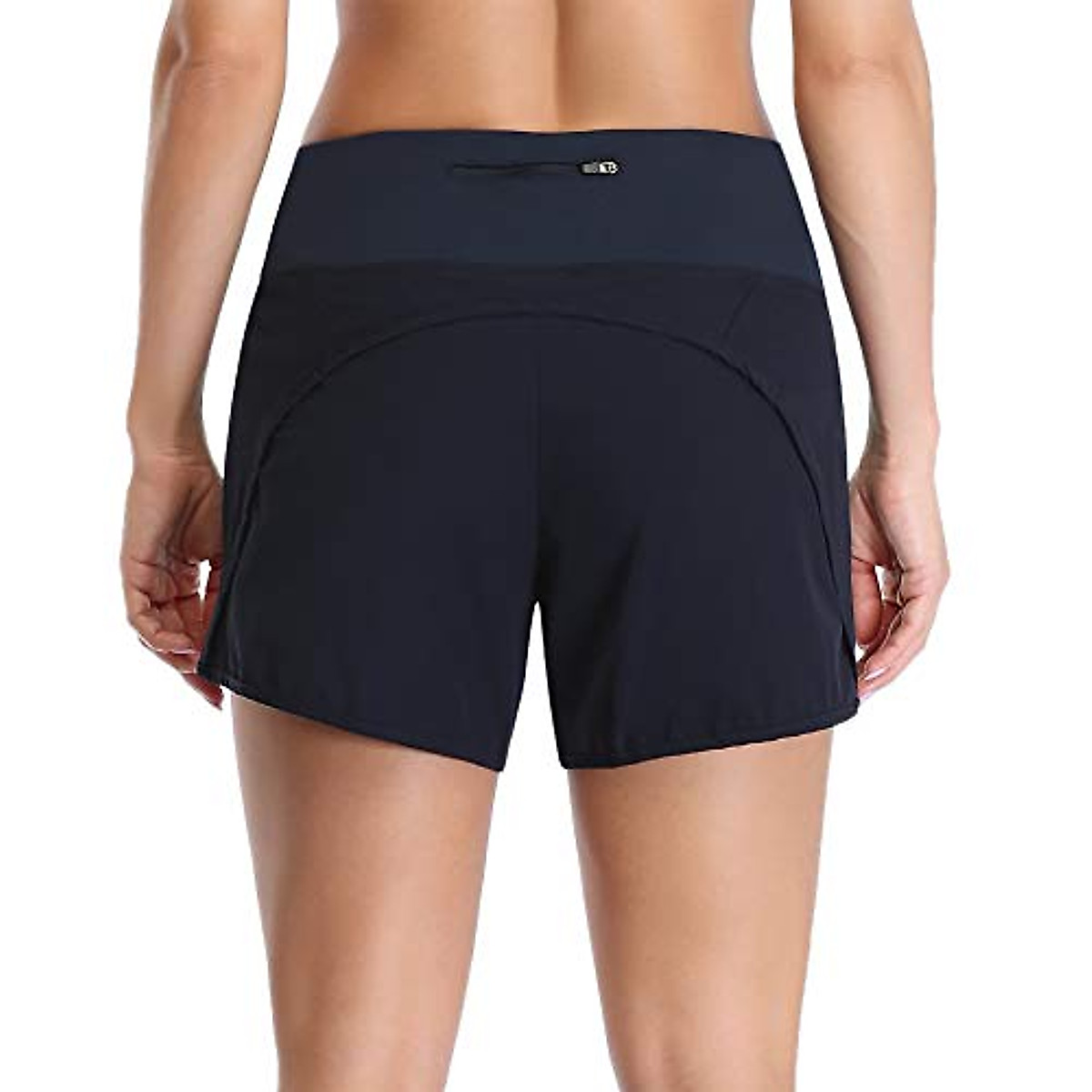 Jhsnjnr Women's Stretch Lounge Travel Shorts Elastic Waist Comfy Workout Shorts with Pockets -5 Inches Navy M