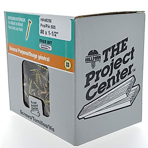 Hillman 48256 8 X 1-1/2-Inch Square Drive Multipurpose Wood Screw, 500-Pack,Stainless Steel