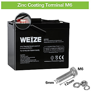 WEIZE 12V 75AH Deep Cycle Battery for Wayne ESP25 WSS30V Backup Sump Pump, Trolling Motor, Solar System, Mobility Wheelchair, General Use