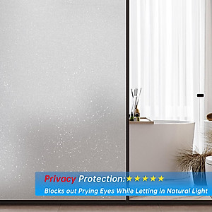 Frosted Glass Window Privacy Film Decorative, Bathroom Privacy Film for Glass Windows Cover, Static Cling, Removable, Reusable, Anti-UV, Anti-Glare, Heat Blocking,17.5X78.7Inch