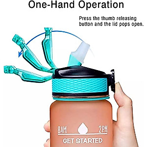 1 Littre Water bottle Motivational Water Bottle with Time Marker & Removable Strainer to Remind You Drink More Water, Fast Flow, Leakproof BPA Free Sport Water Bottle for Fitness and Outdoor …