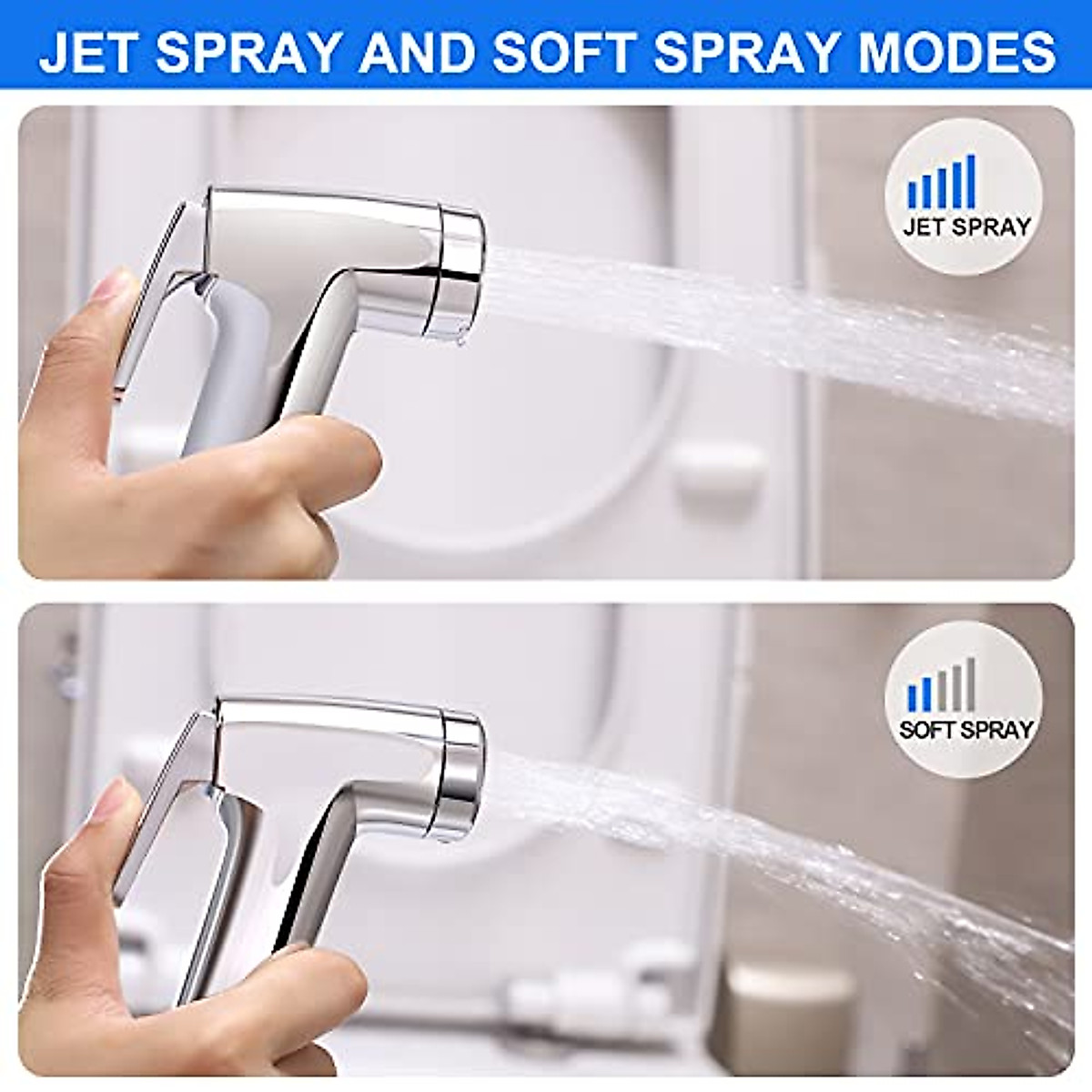 Boonny Bidet Sprayer for Toilet, Handheld Toilet Bidet Sprayer, Hand Held Bidet Sprayer for Toilet, Bathroom, Cloth Diaper, Toilet Jet Spray Set (3sets, Bidet Nozzles with Hose and Holder)