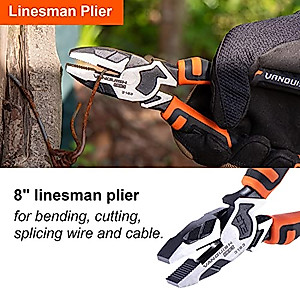 VANQUISH 3-Piece Pliers Set with Wire Jaw Diagonal Cutting Pliers, Long Needle Nose Pliers and Linemans Pliers Tool Set (3192)