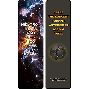 Creanoso Space Fun Facts Bookmarks (30-Pack) – Bookmarker Cards Bulk Set – Premium Gift for Men & Women, Adults, School Children– Giveaway Tokens Gift Ideas – Science Rewards Incentives Book Clippers