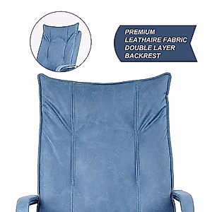 CLATINA Ergonomic Office Chair,High Back Computer Desk Chair with Armrest PU Leather Fabric Double Padded Cushion Adjustable Height Swivel Office Home (Blue)