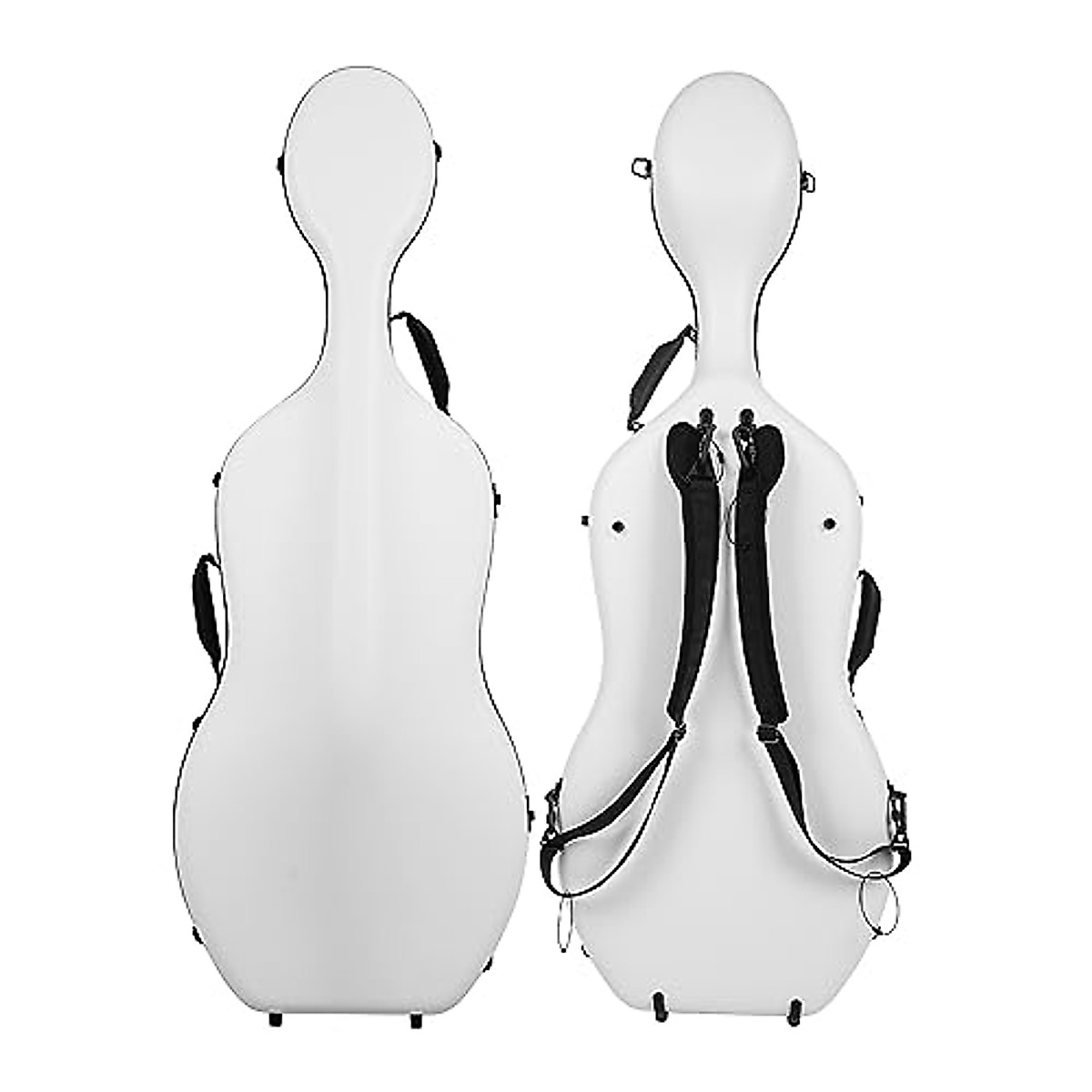 4/4 Full Size Cello Case, 4K Carbon Fiber Hard Shell Backpack, also Fits for 3/4, Ultralight as 5.7 LB Only, with Hygromether and Accessory Bag, Sturdy, Portable and Waterproof (Matte White)
