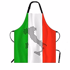 WONDERTIFY Italian Flag Apron,The Contour of Italian Territory Is Printed on The Flag Bib Apron with Adjustable Neck for Men Women,Suitable for Home Kitchen Cooking Waitress Chef Grill Bistro Apron